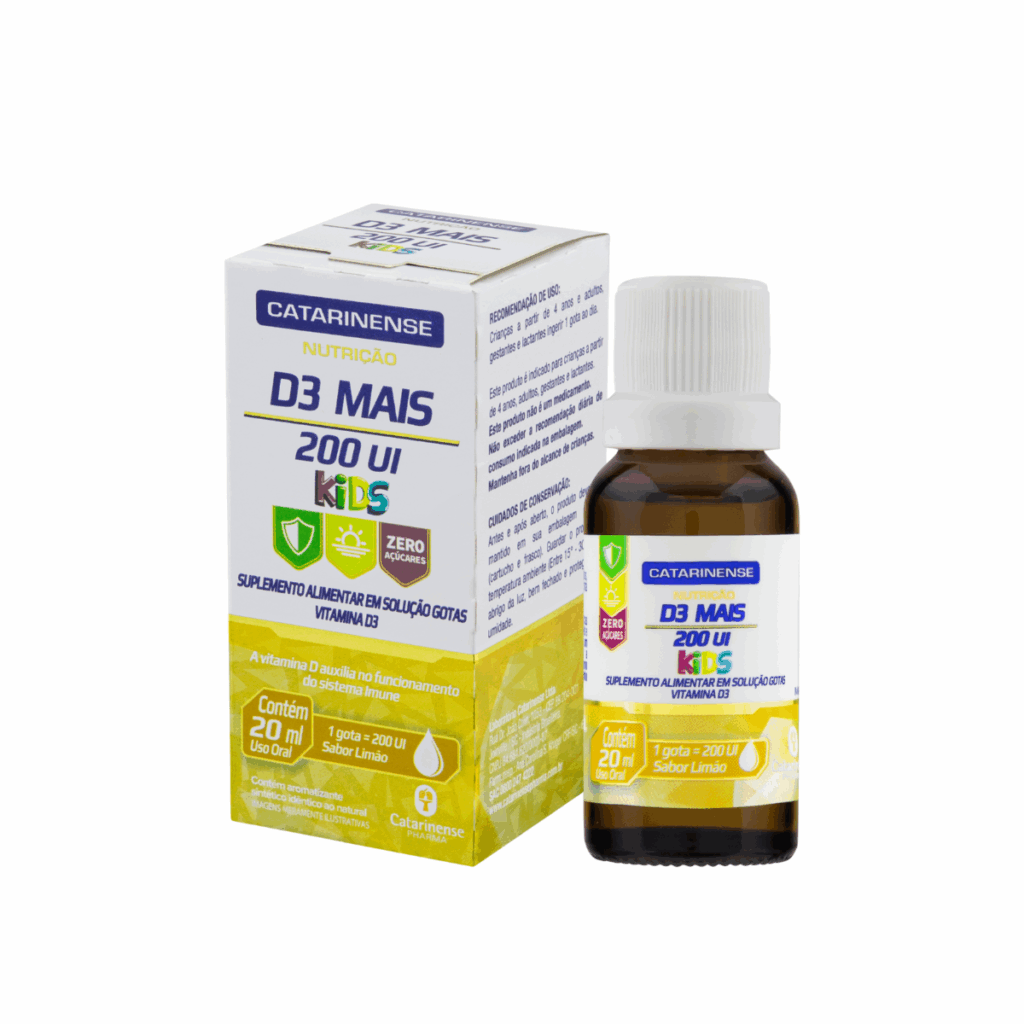 Vitamina D3 Mais Kids 200 UI - Catarinense Nutrição - Catarinense